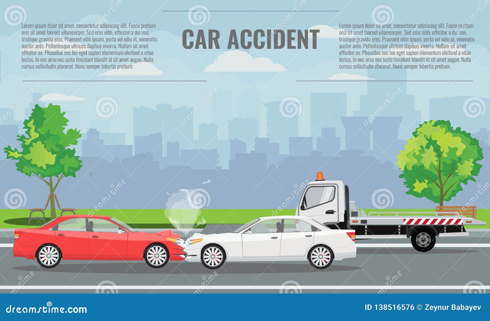 Car Crash or Accident Concept Illustration. Vector Illustration for ...