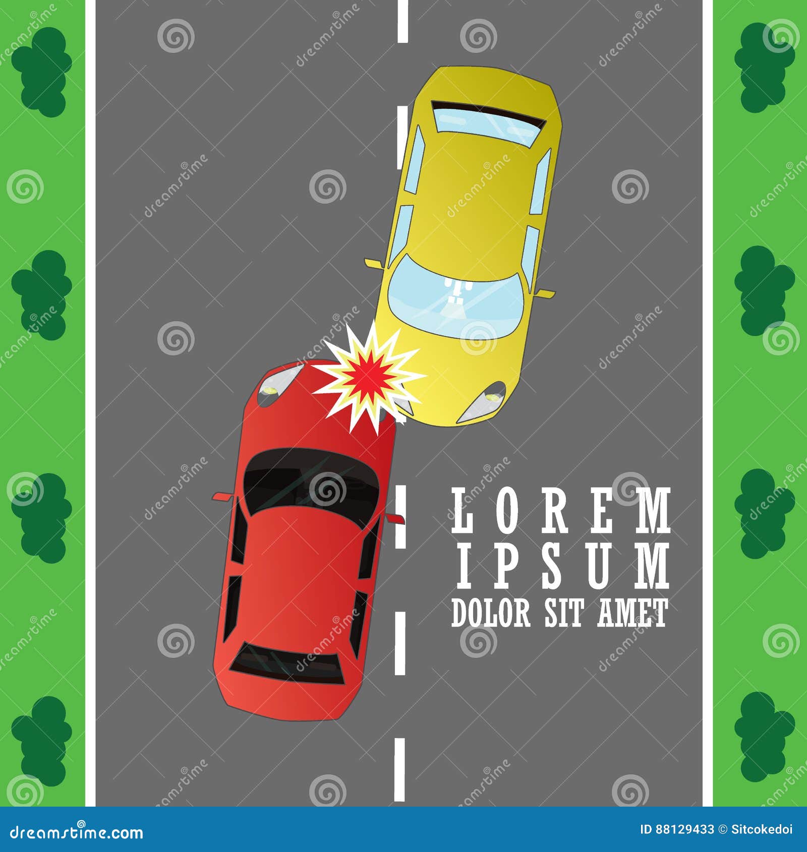 Car Crash Accident Vector Illustration With People Cartoon Characters ...