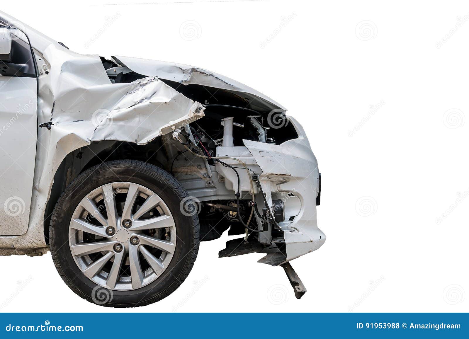 Car Crash Accident Isolated on White Stock Photo - Image of injury ...