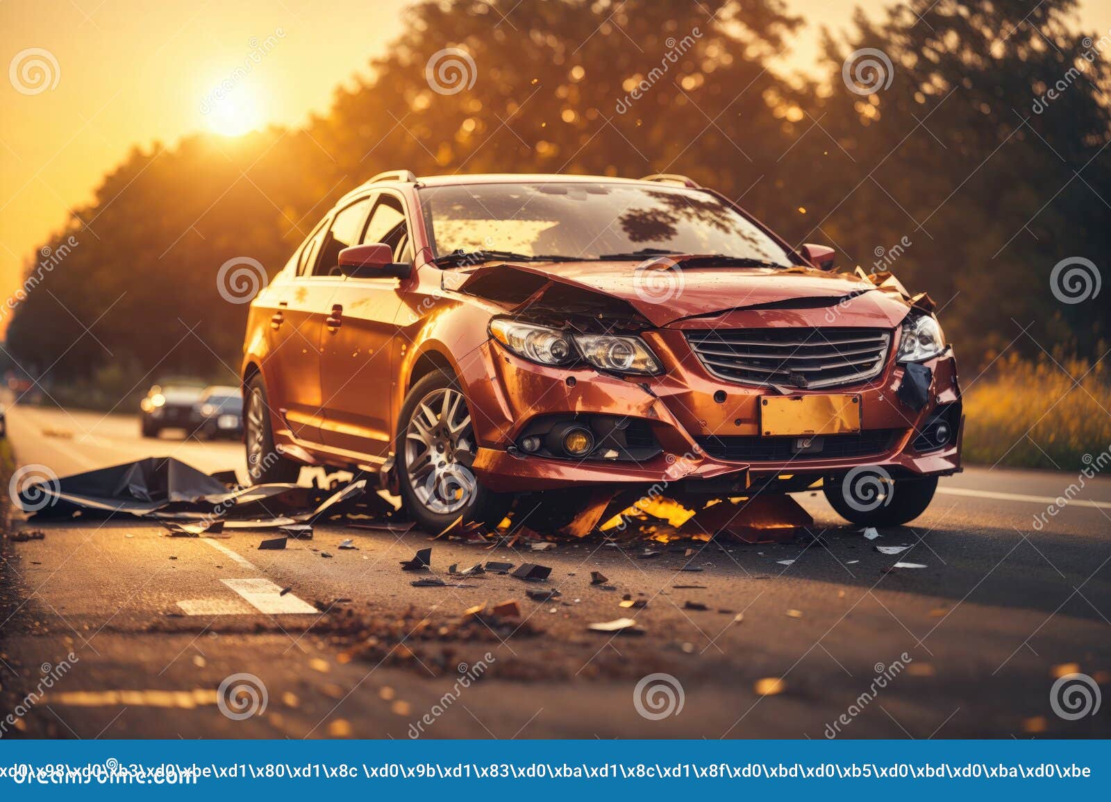 Car Crash Accident on the Road Banner with Copy Paste. Ai Generative ...
