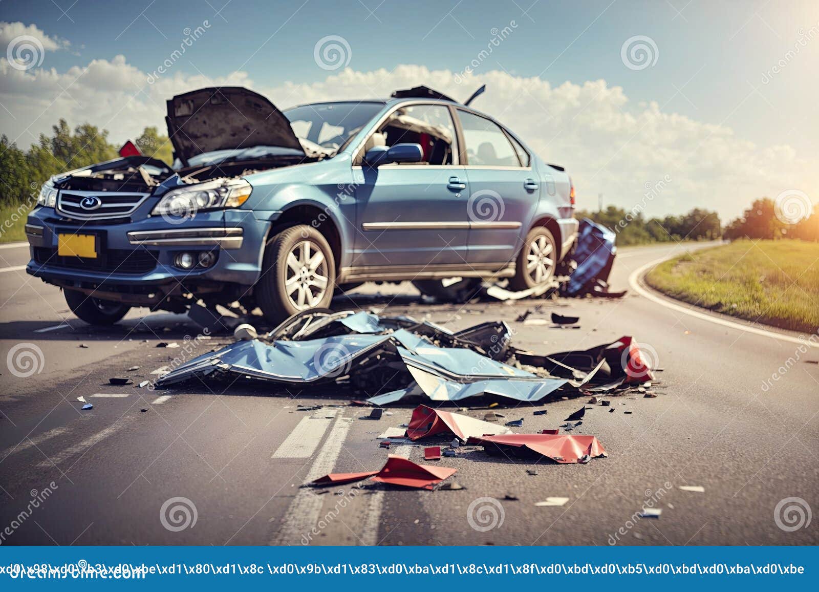 Car Crash Accident on the Road Banner with Copy Space. Ai Generative ...