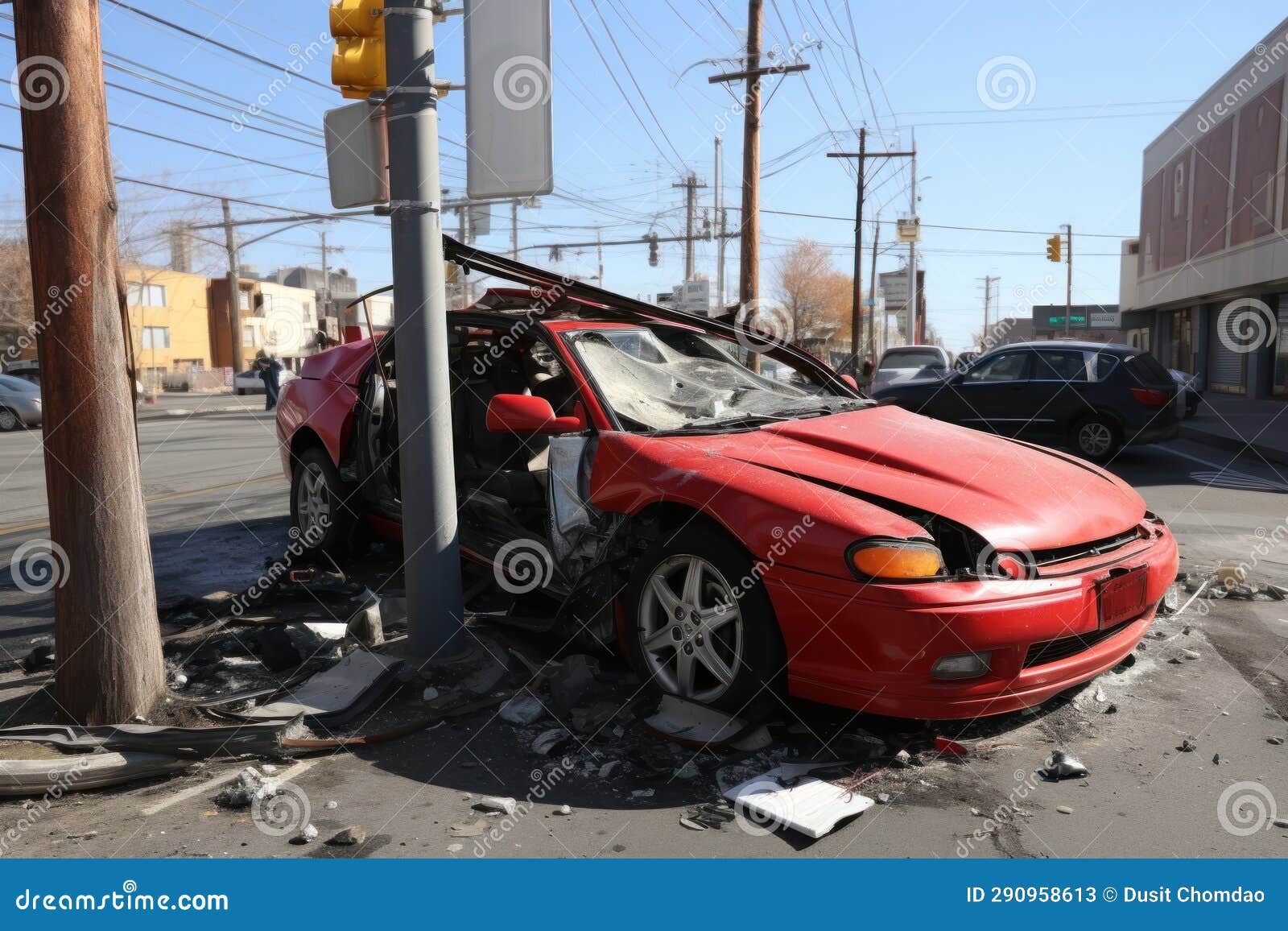 Car Crash Accident on the Road Banner. Generative AI Stock Image ...