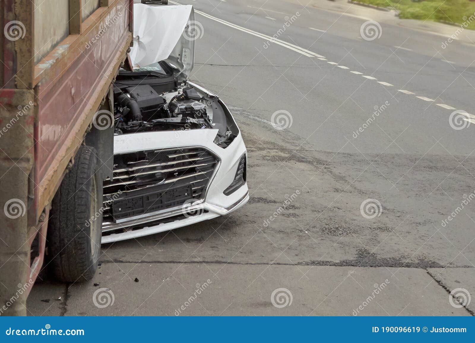 Car Crash Accident on the Road in the Big City Stock Image - Image of ...