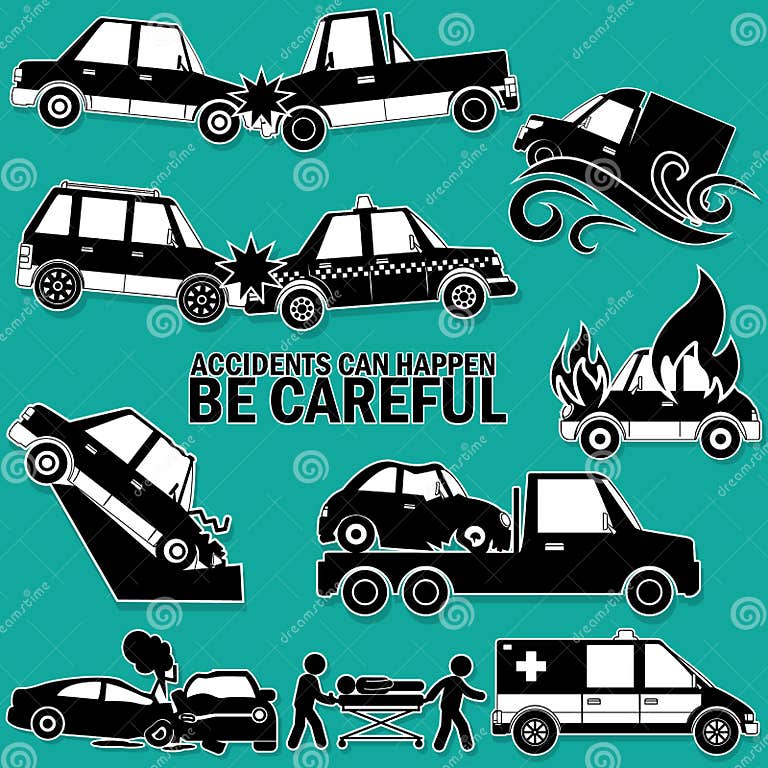 Car Crash and Accident in Sticker Stock Vector - Illustration of ...