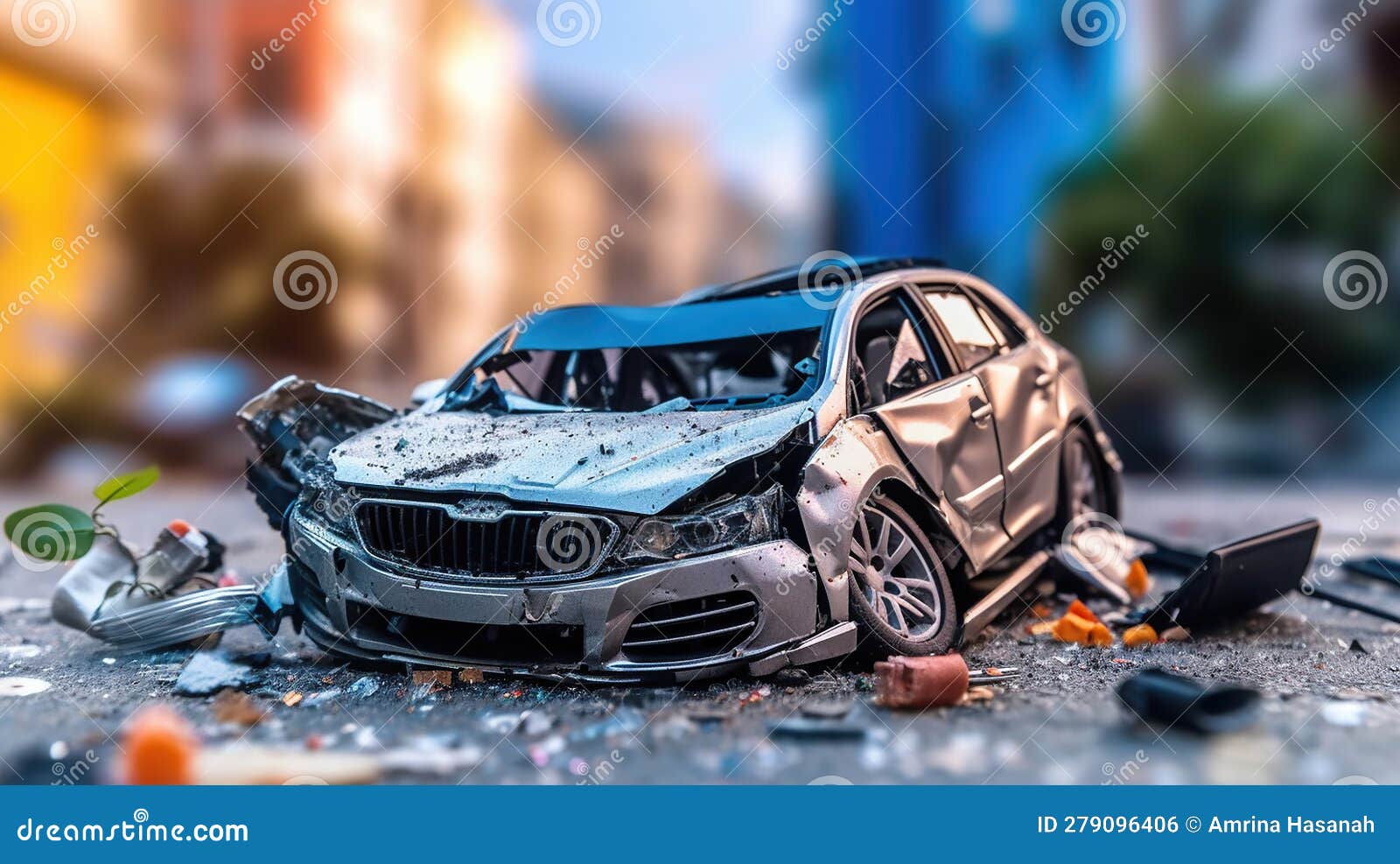 Car Crash Accident on Street. Generative Ai Stock Illustration ...