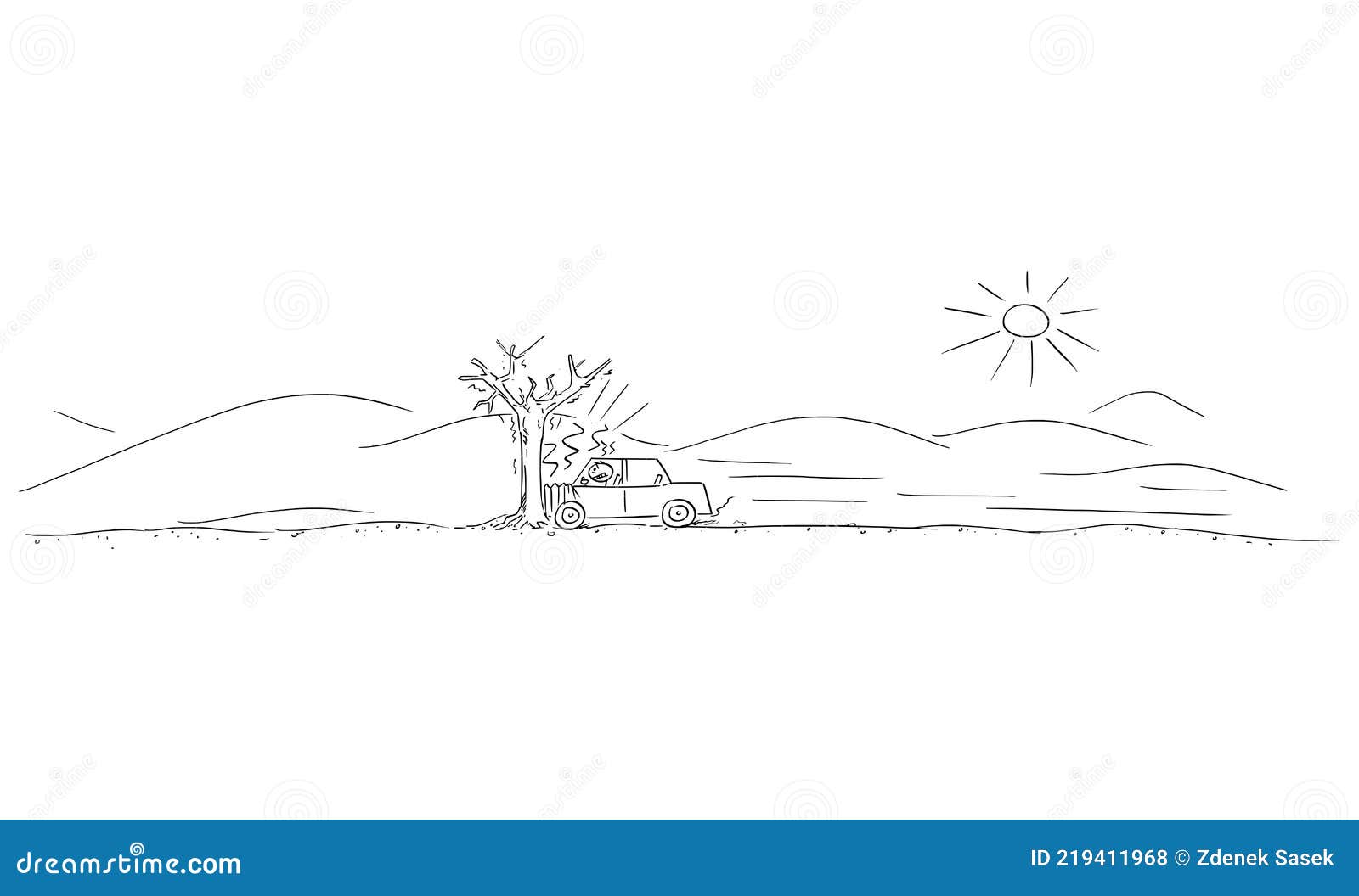 Car Crash Accident Into Tree, Driver Hit The Only Tree In Empty Desert ...