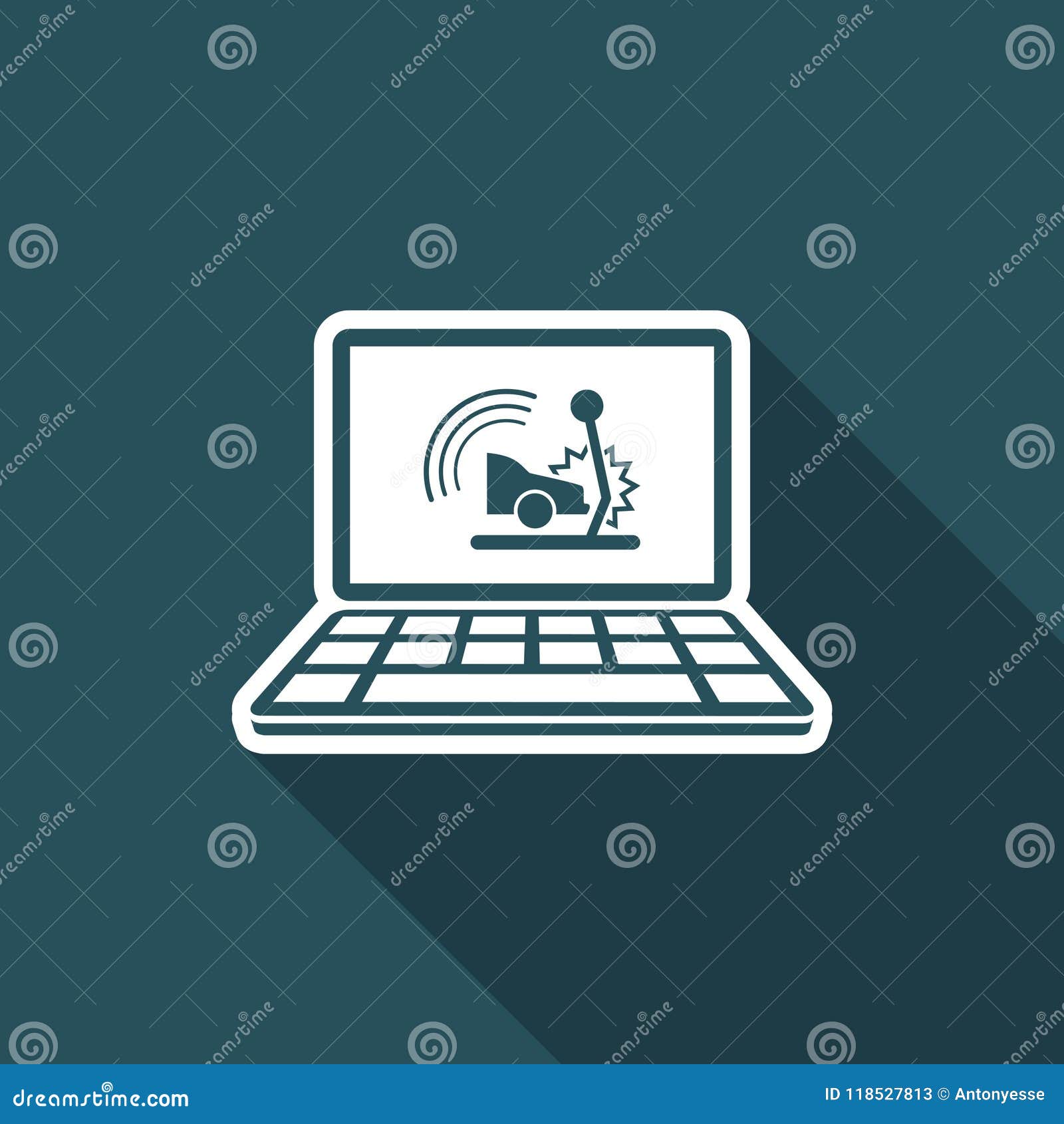 Car Crash Alert System - Vector Flat Icon Stock Vector - Illustration ...