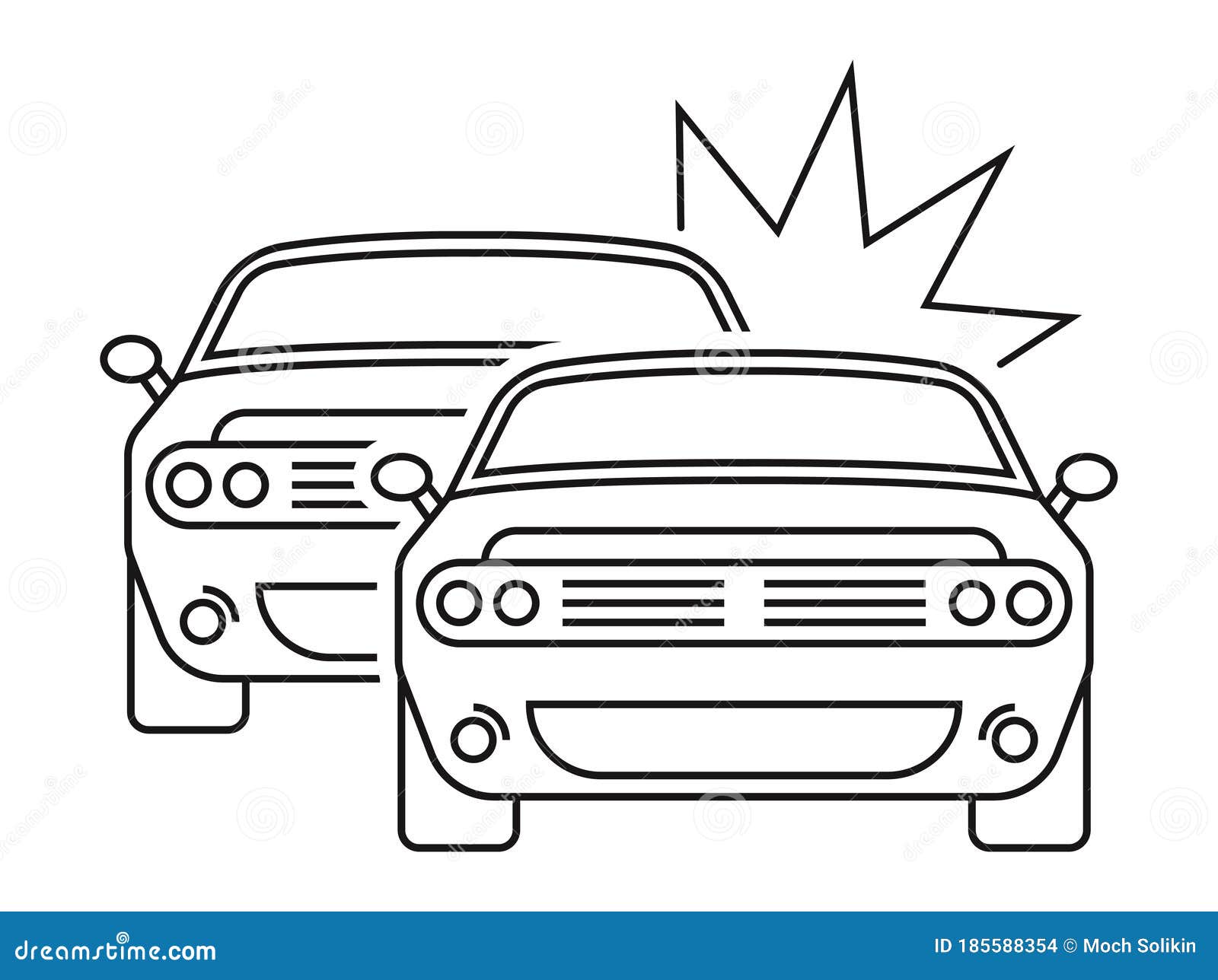 Car Crash / Car Collision Line Art Icon for Apps or Websites Stock ...