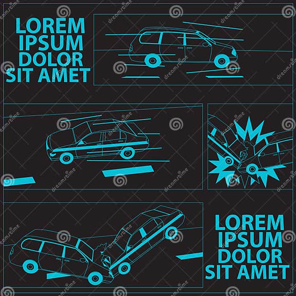Car Crash with Comic Table. Stock Vector - Illustration of book ...