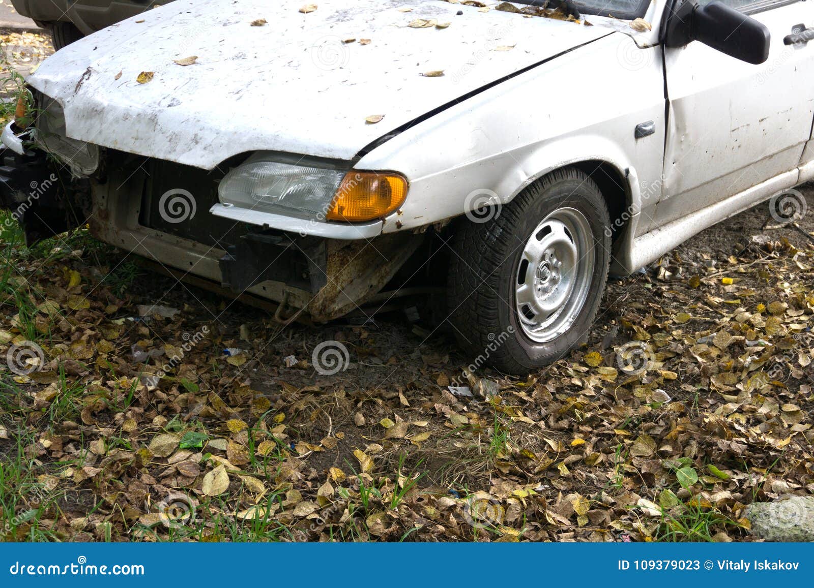 Car after Crash Crashed Blue Car Accident . Stock Image - Image of blue ...