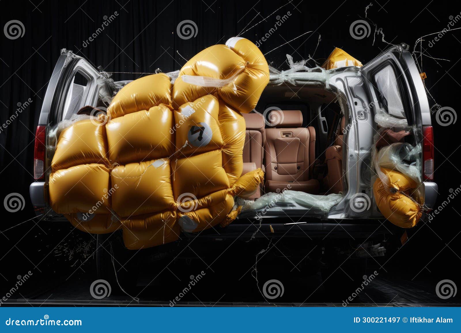 Car Crash in the Forest, an Airbag Deploying during a Crash Test, AI ...
