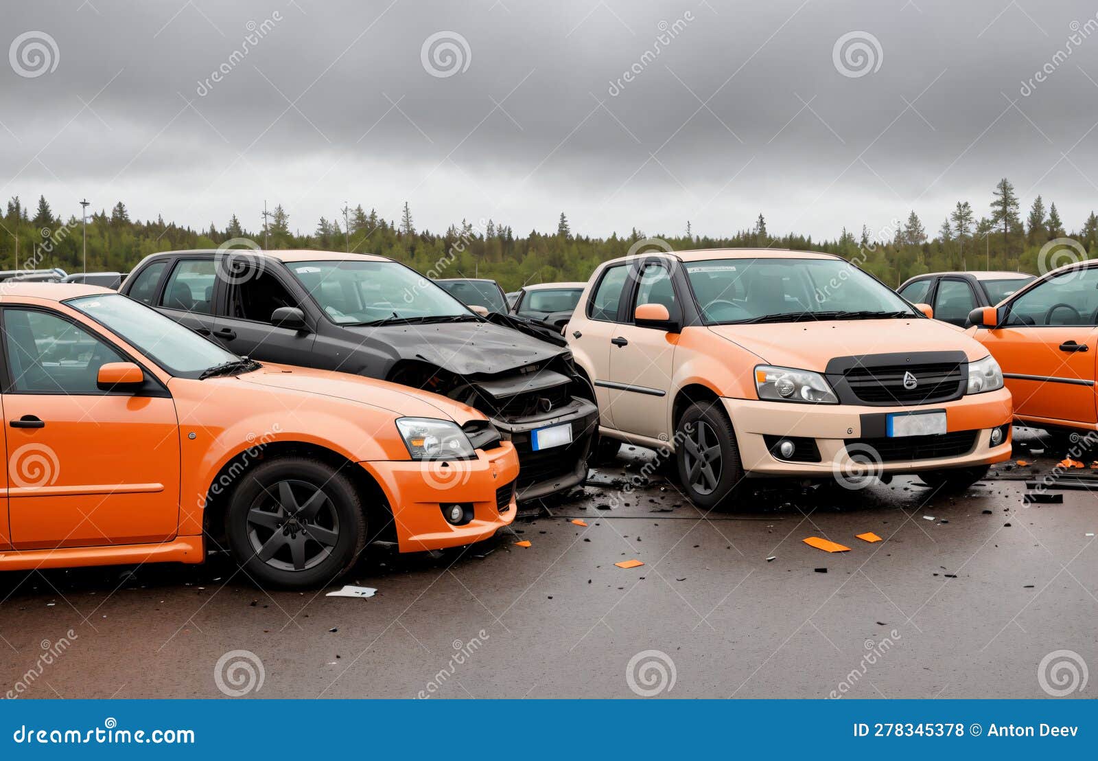 Car Crash, Mass Car Accident. Dangerous Accident on the Road ...