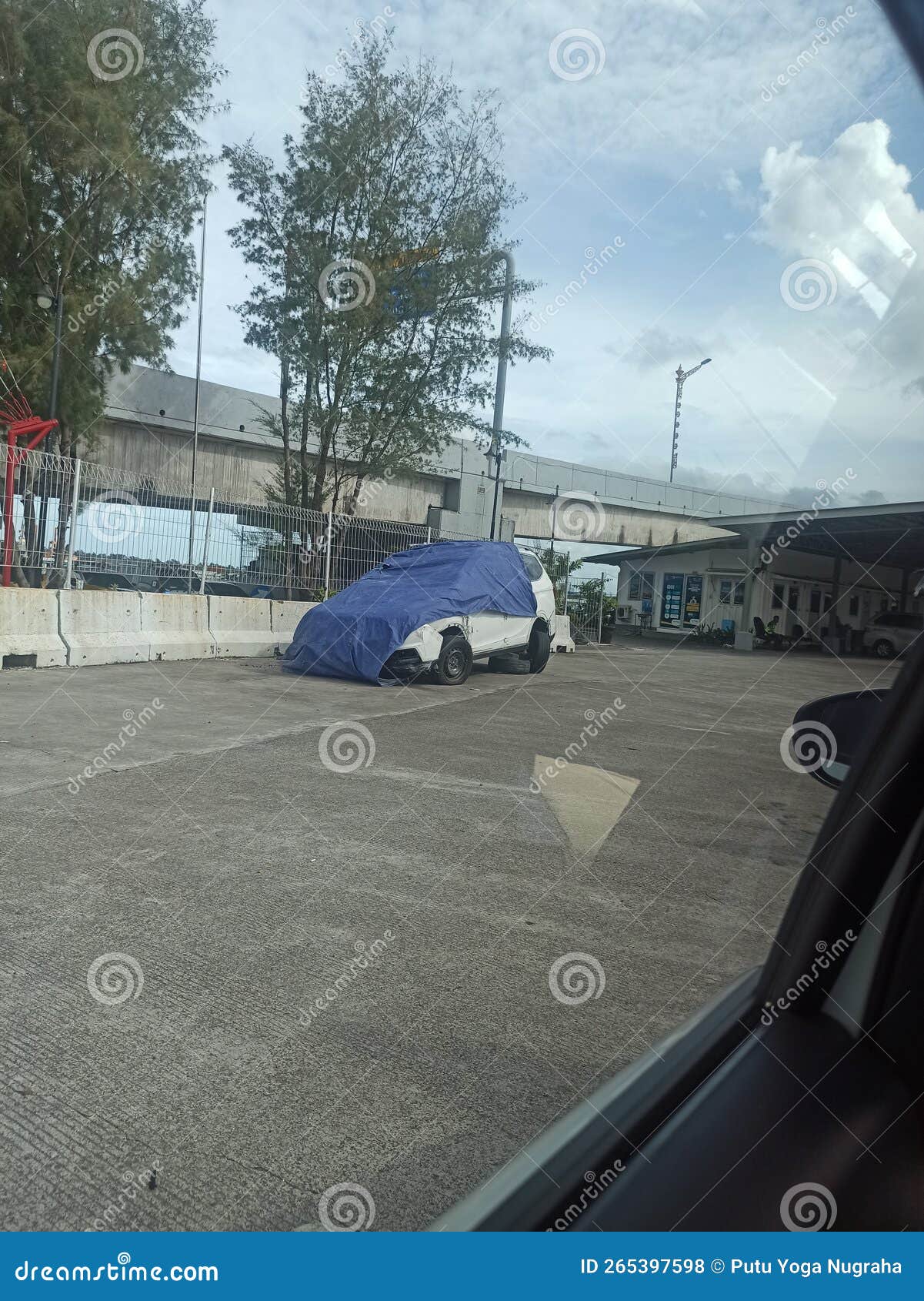 Car Crash on the Road Tol Gate Stock Photo - Image of tree ...