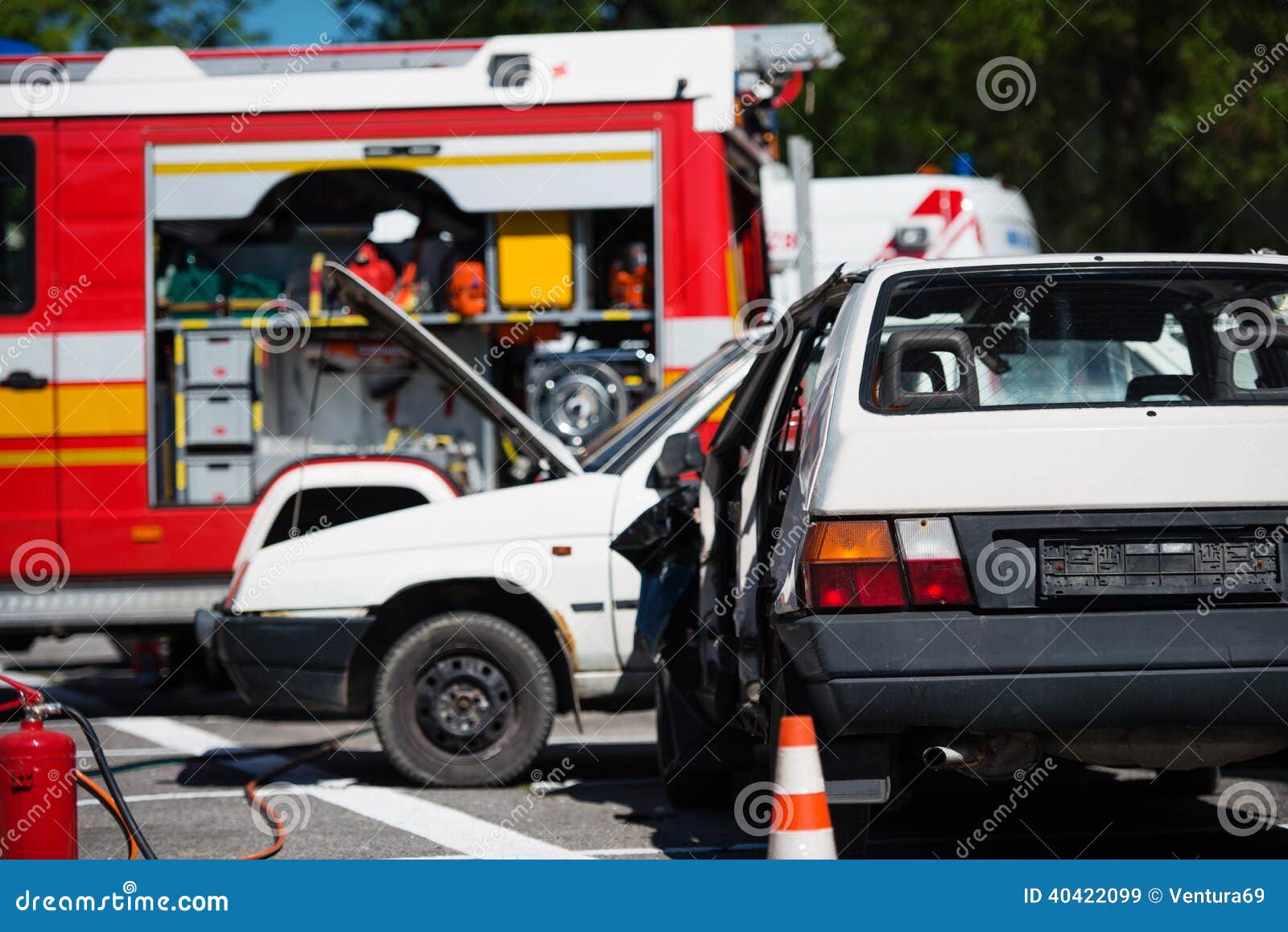 Fireman Pack Equipment On The Fire Truck.firefighter Successfully ...