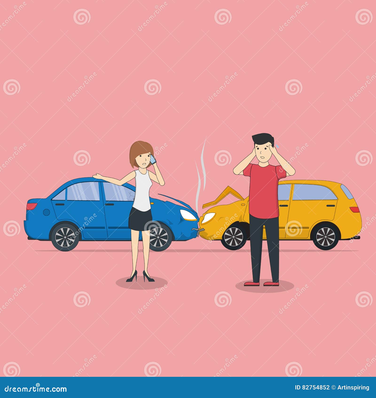 Car crash situation. stock vector. Illustration of driver - 82754852
