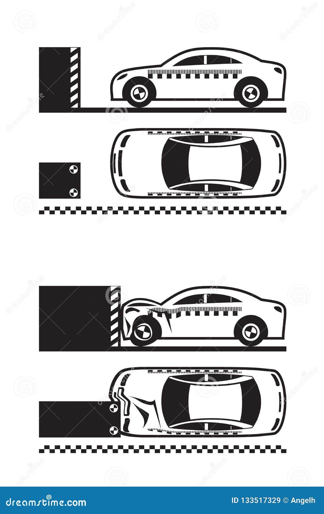 Car crash test stock vector. Illustration of limousine - 133517329