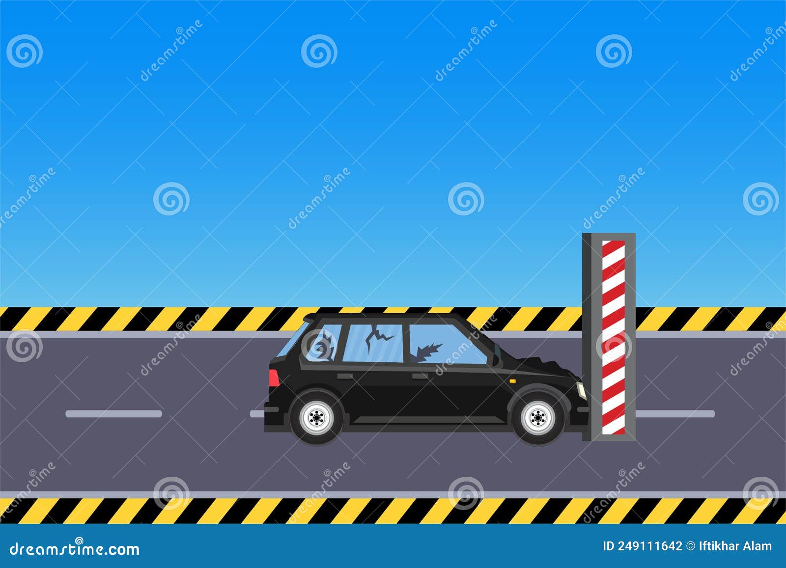 Road Accidents Crosses Broken Lines Highway Cartoon Vector ...