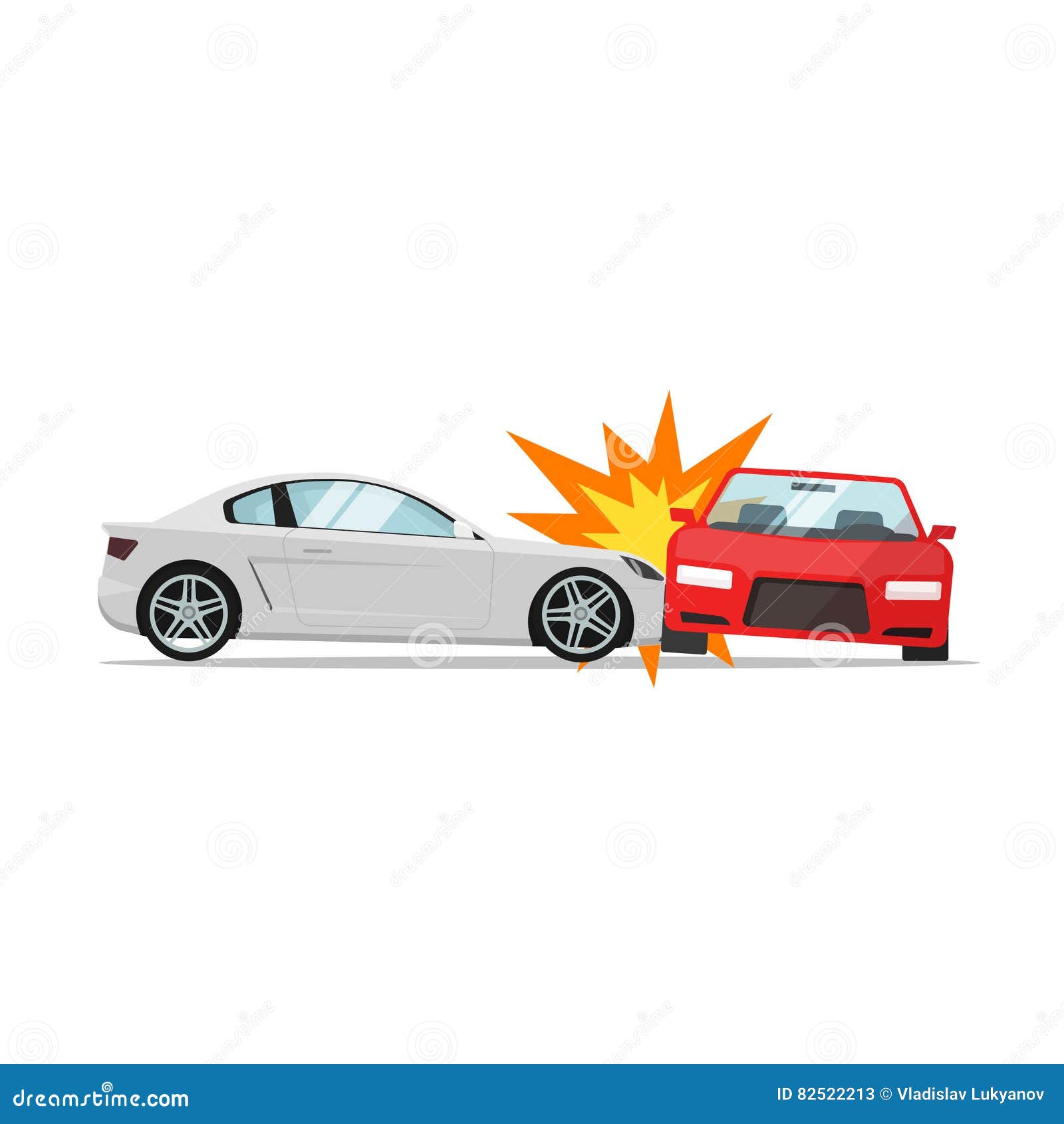 Car Crash Vector Two Automobiles Collision Auto Accident Scene Stock Vector Illustration Of
