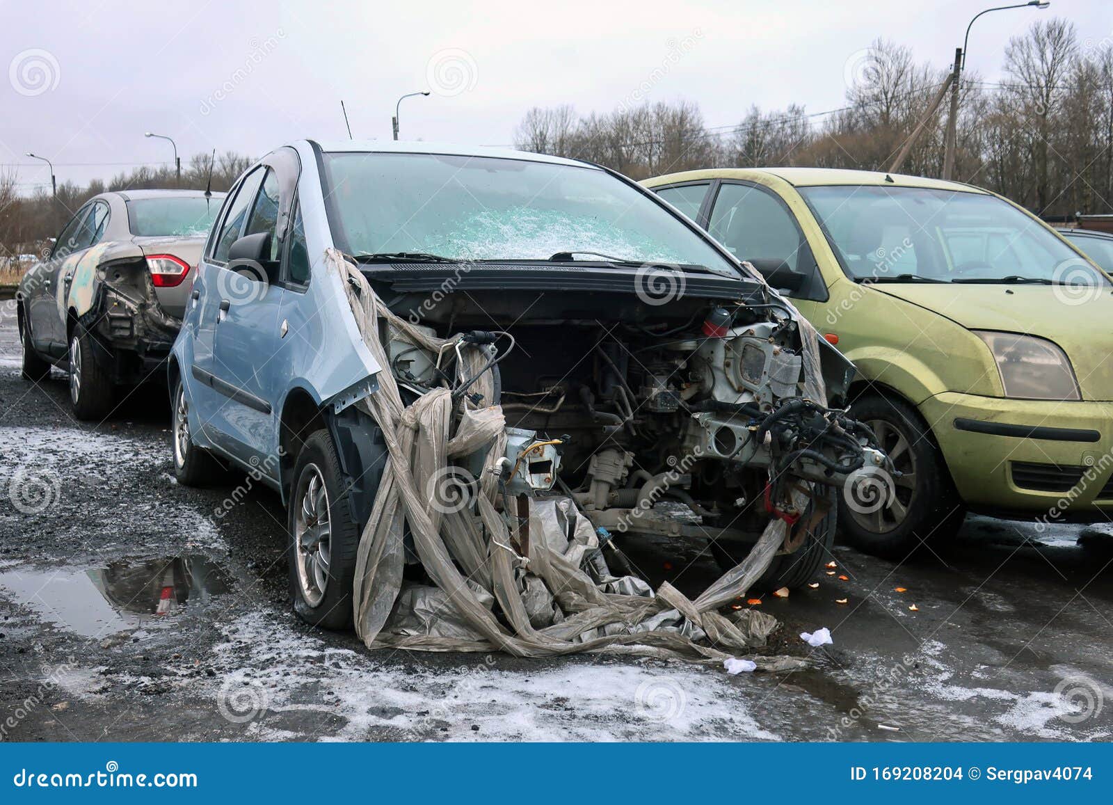 Car without Engine after an Accident Stock Photo - Image of danger ...