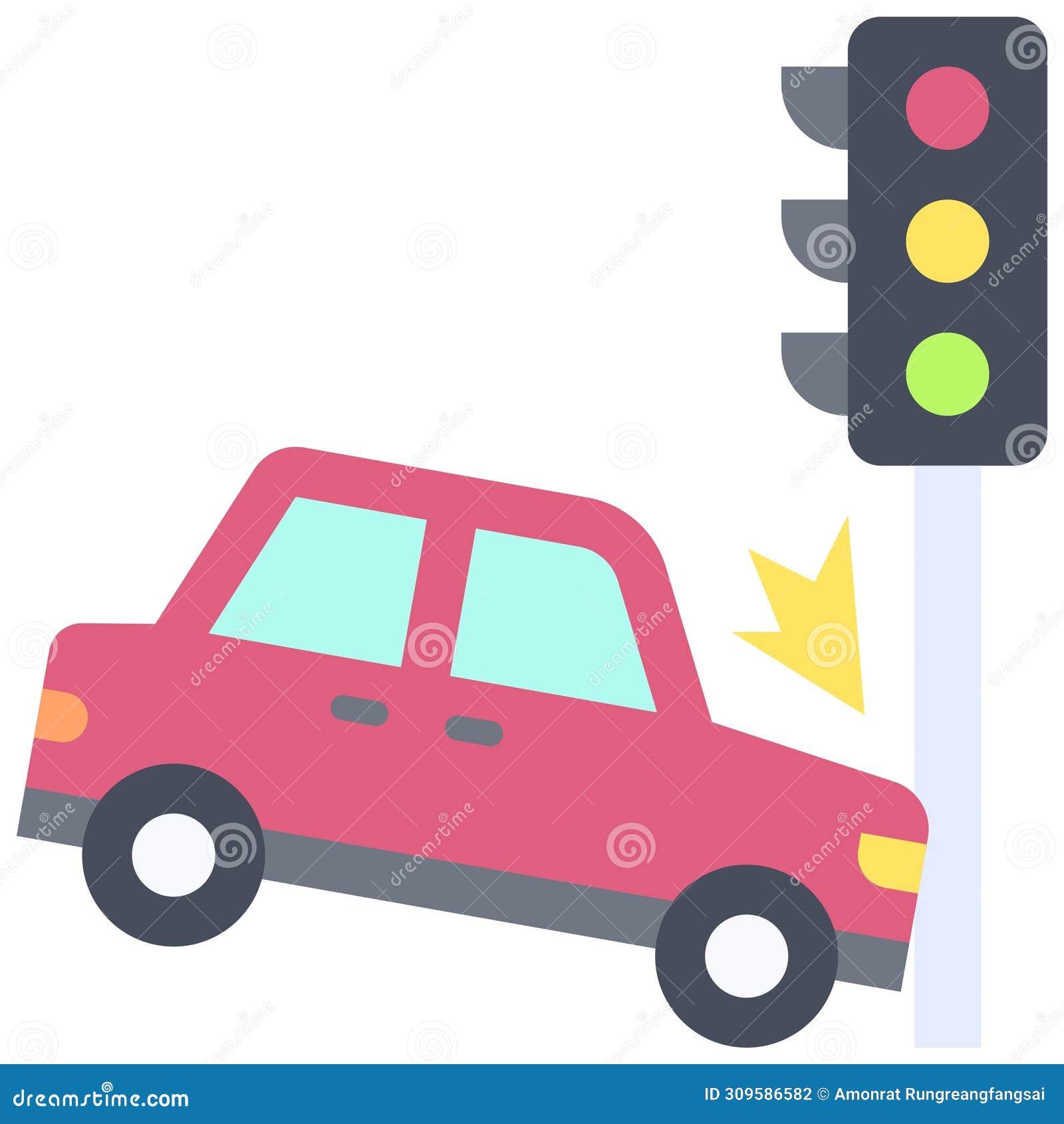 Car Crashed into a Traffic Light Pole Flat Icon, Car Accident and ...