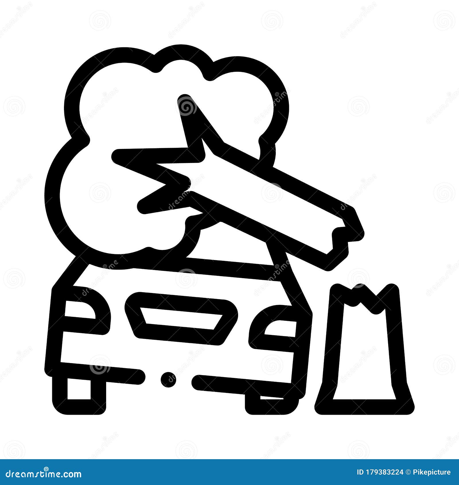 Car Crashed into Tree Icon Vector Outline Illustration Stock Vector ...