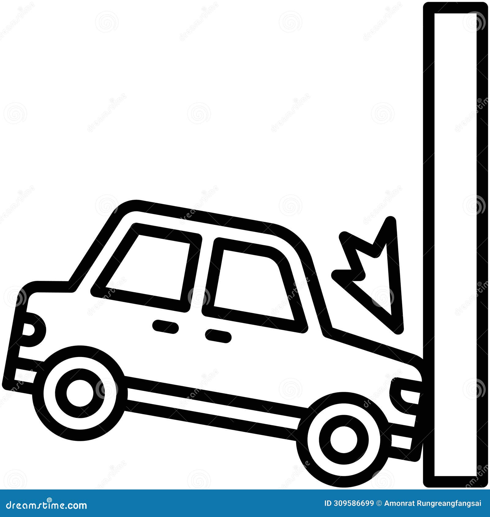 Car Crashed into a Wall Line Icon, Car Accident and Safety Related ...