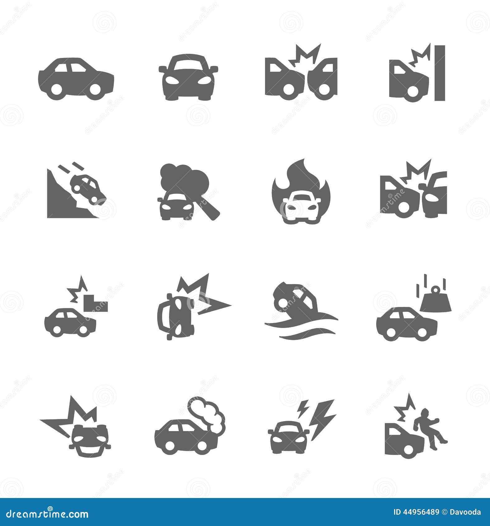 Car Crashes Icons stock vector. Illustration of icon - 44956489