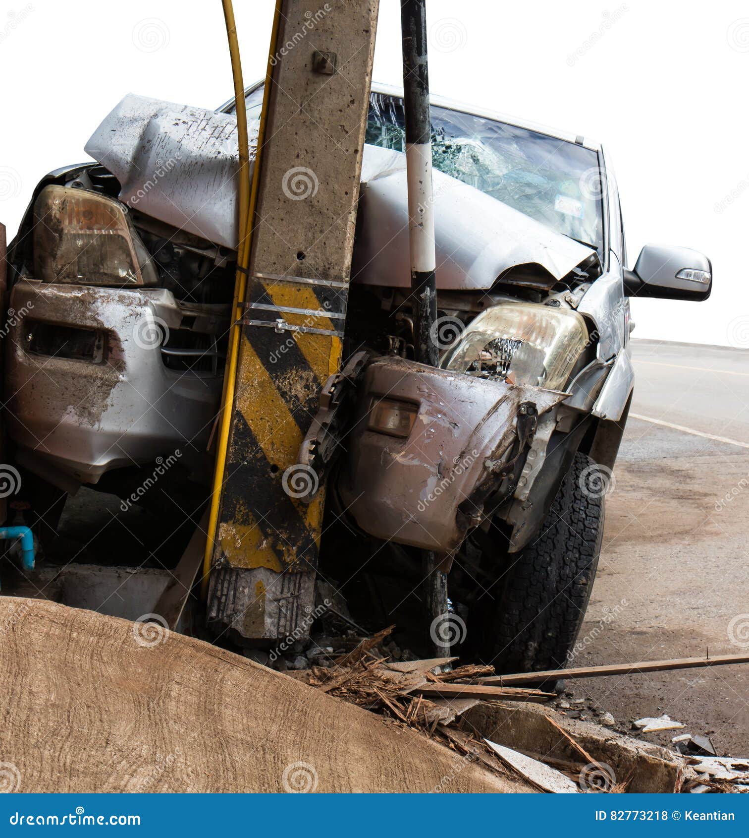 Car Crashes into Power Pole. Stock Photo - Image of death, occupation ...