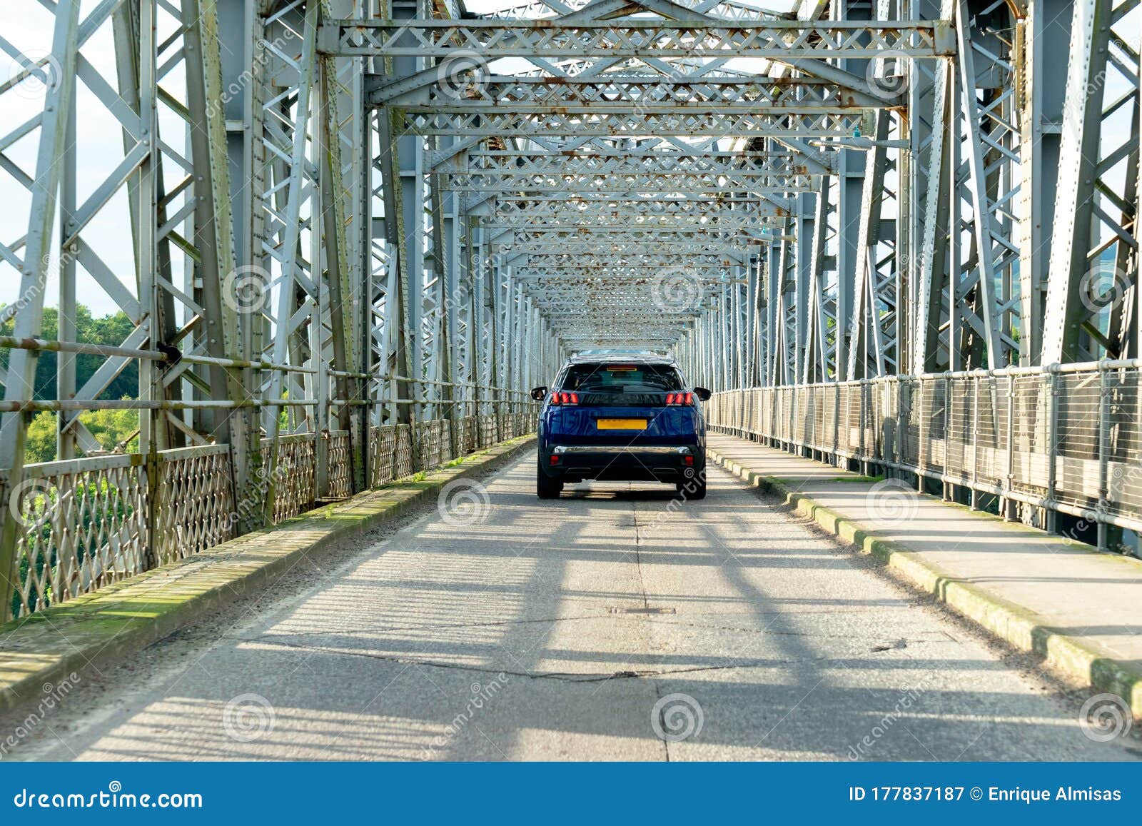 Car Crossing a Metal Bridge Stock Image - Image of scotland, highway ...