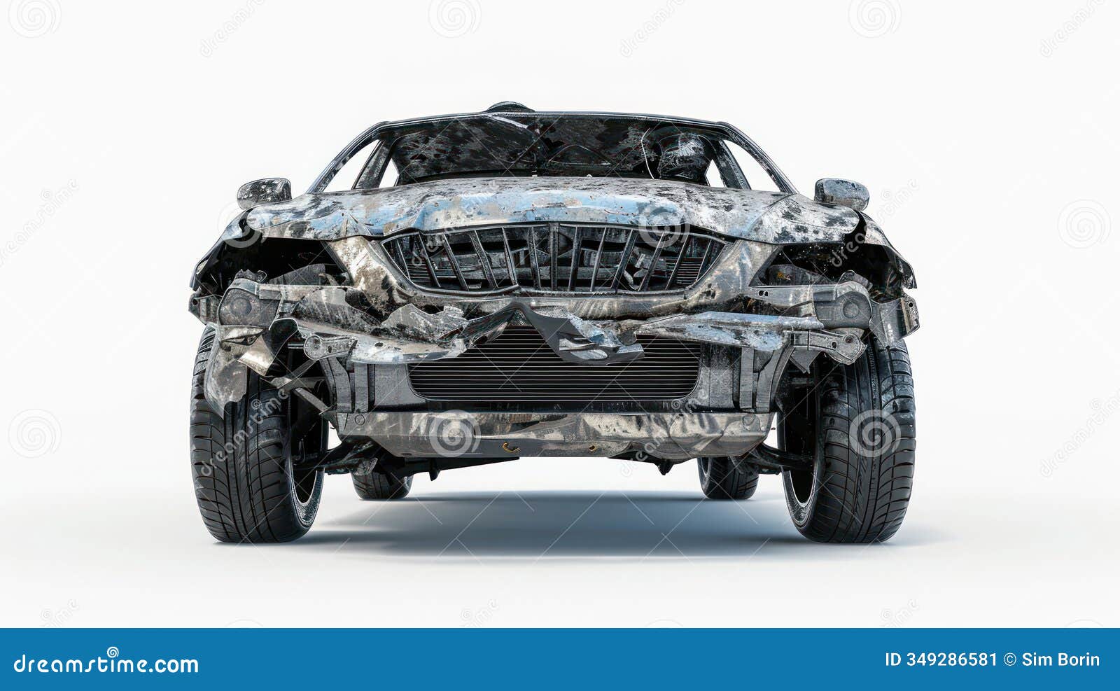 Car with a Crumpled Front End Isolated Stock Illustration ...
