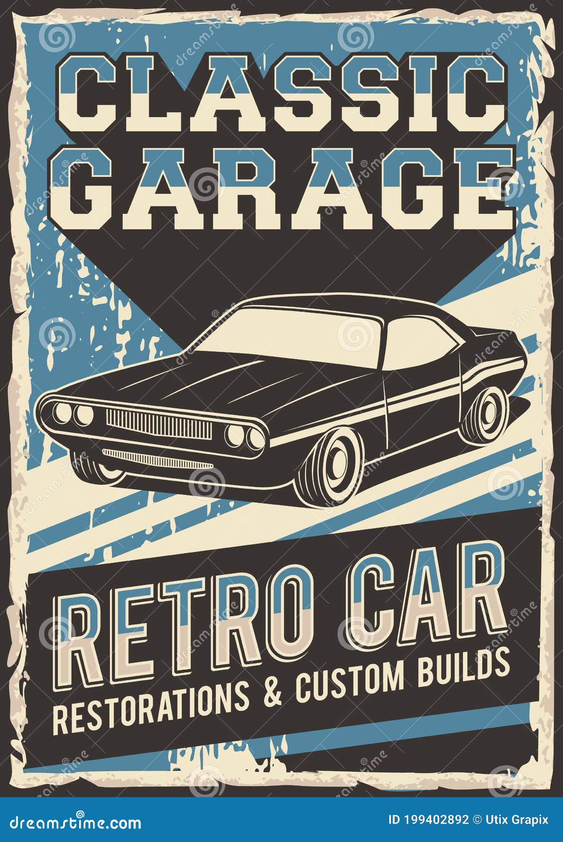 Car Custom Service Repair Installment Signage Poster Retro Rustic Stock ...