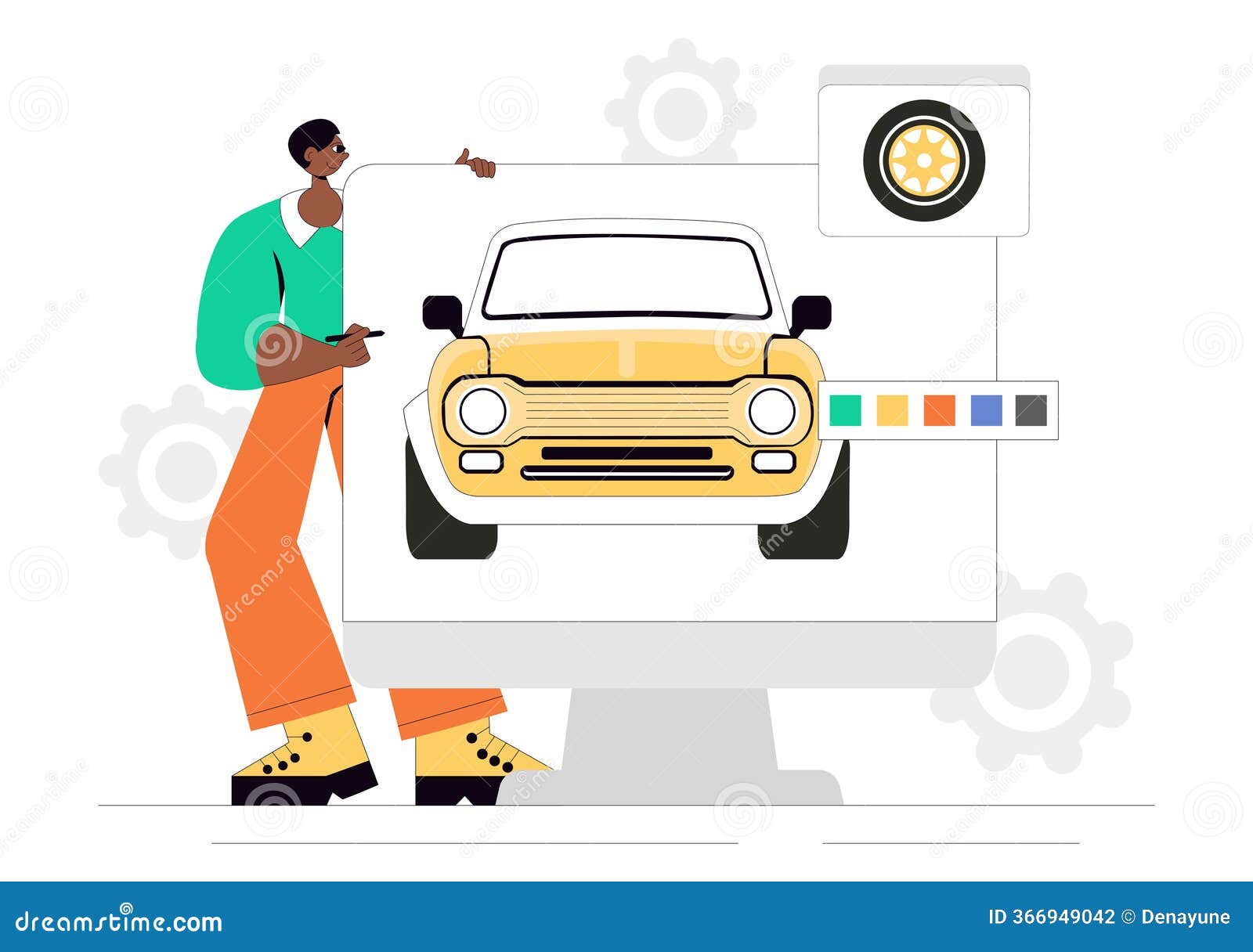 Car Customization And Modifications Vector Illustration Featuring A ...