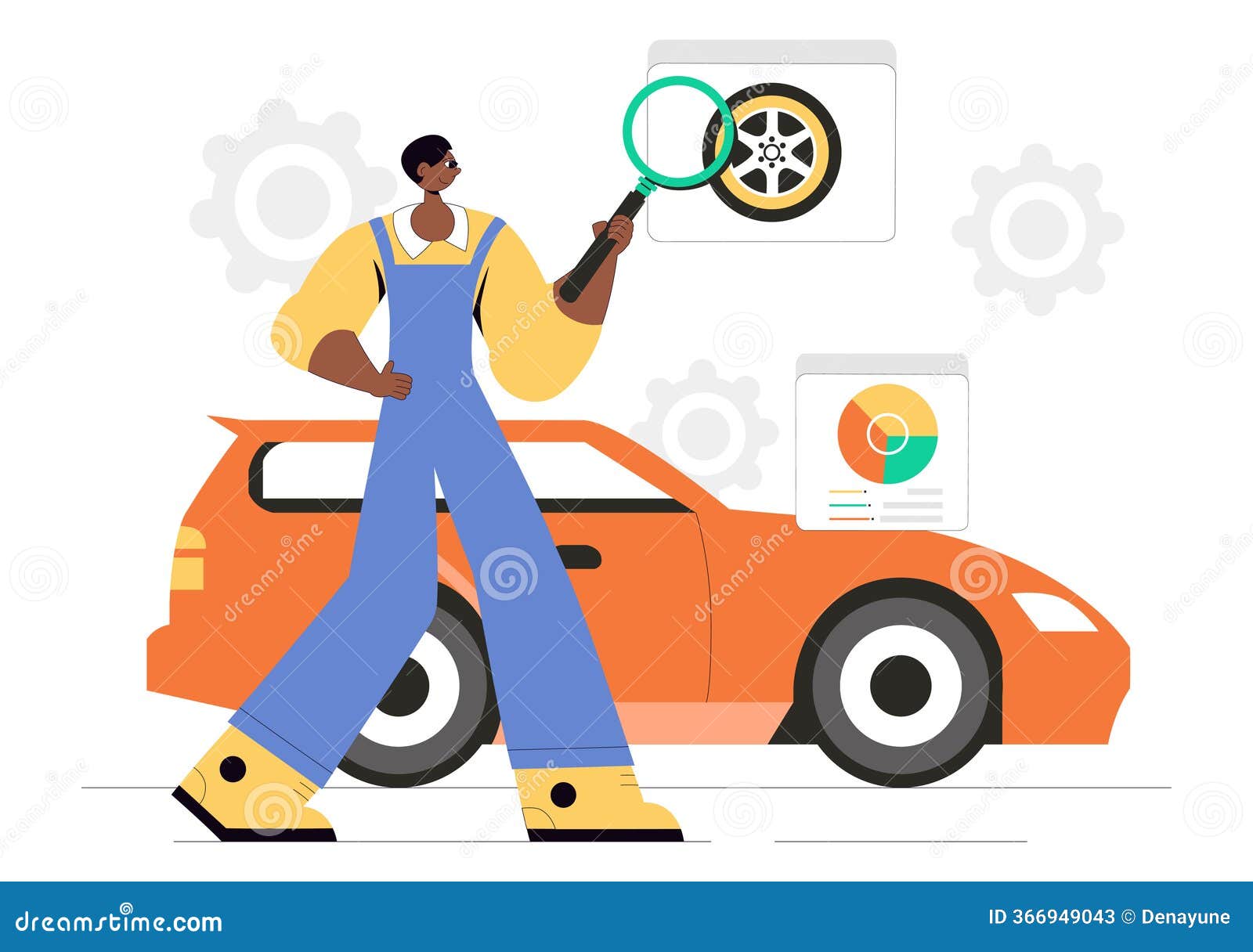 Car Customization And Modifications Vector Illustration Featuring A ...