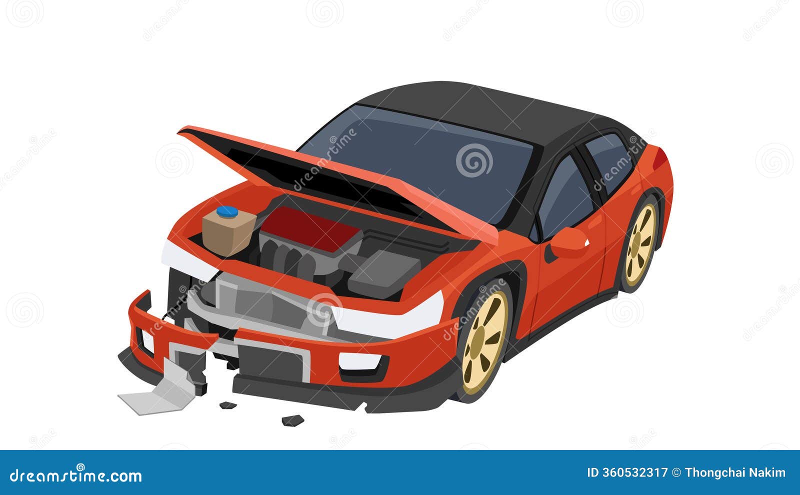Cartoon Accident Picture of a Passenger Car. Stock Illustration ...