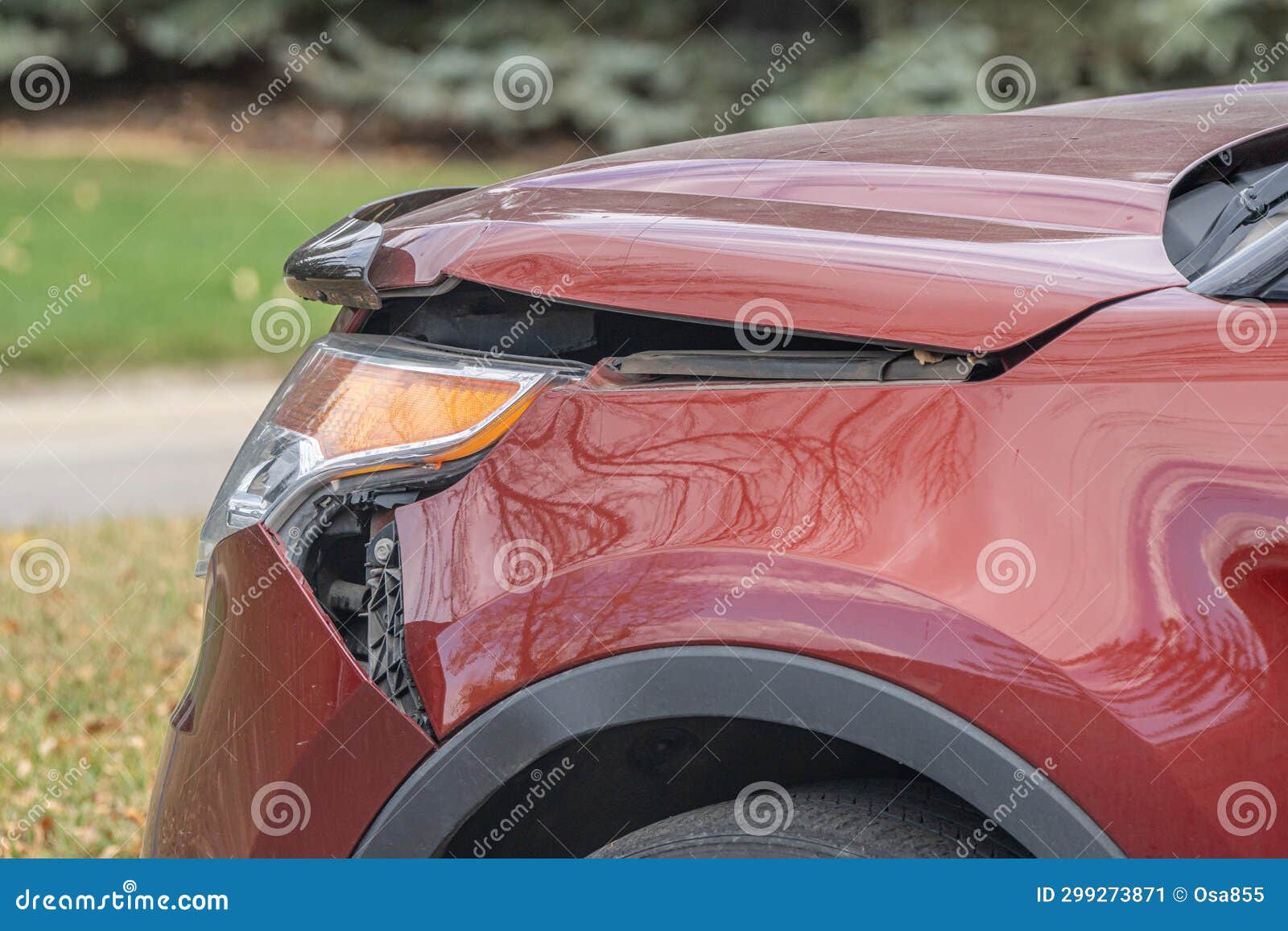 Car with Damaged Bodywork after Accident Stock Image - Image of ...