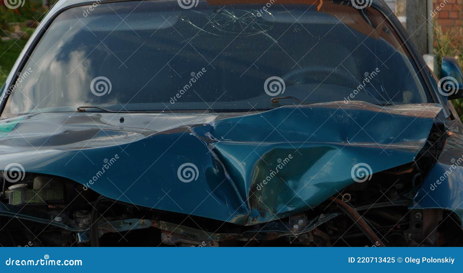 Car Damaged and Broken by Accident on Road Stock Image - Image of ...