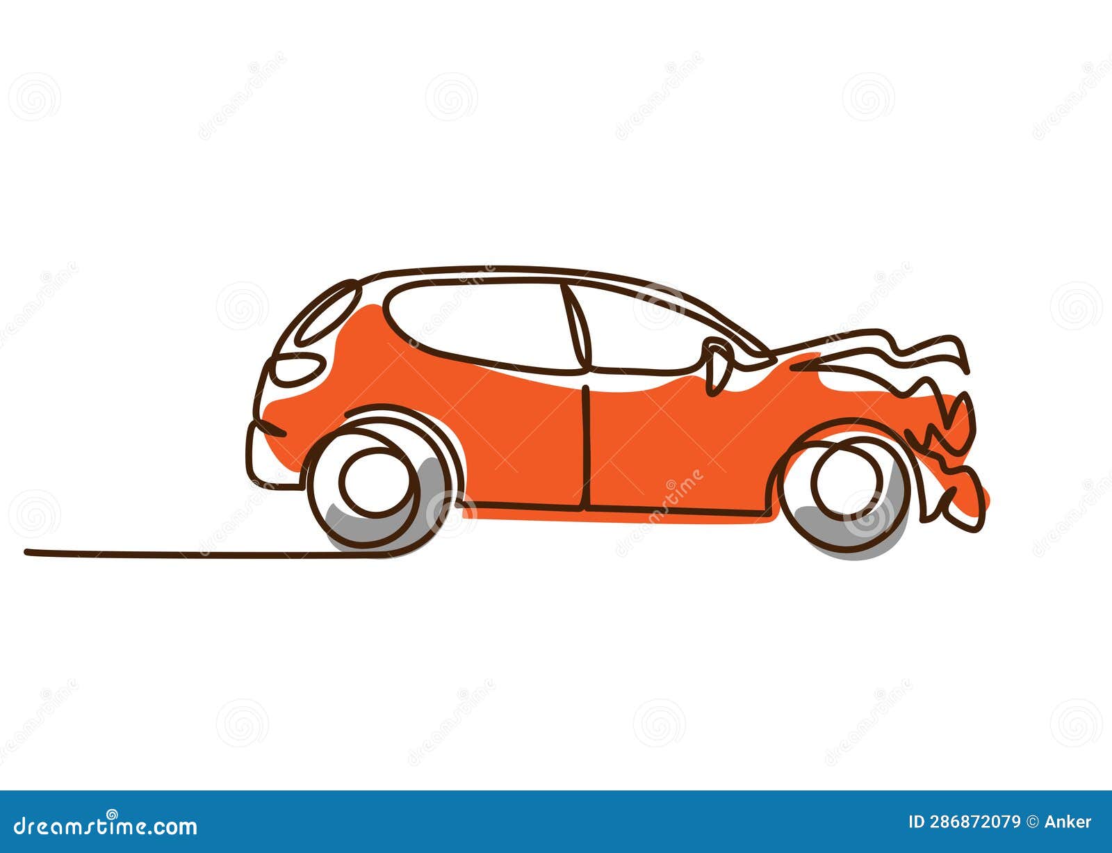 Car Damaged Front End. Continuous One Line Drawing Stock Vector ...