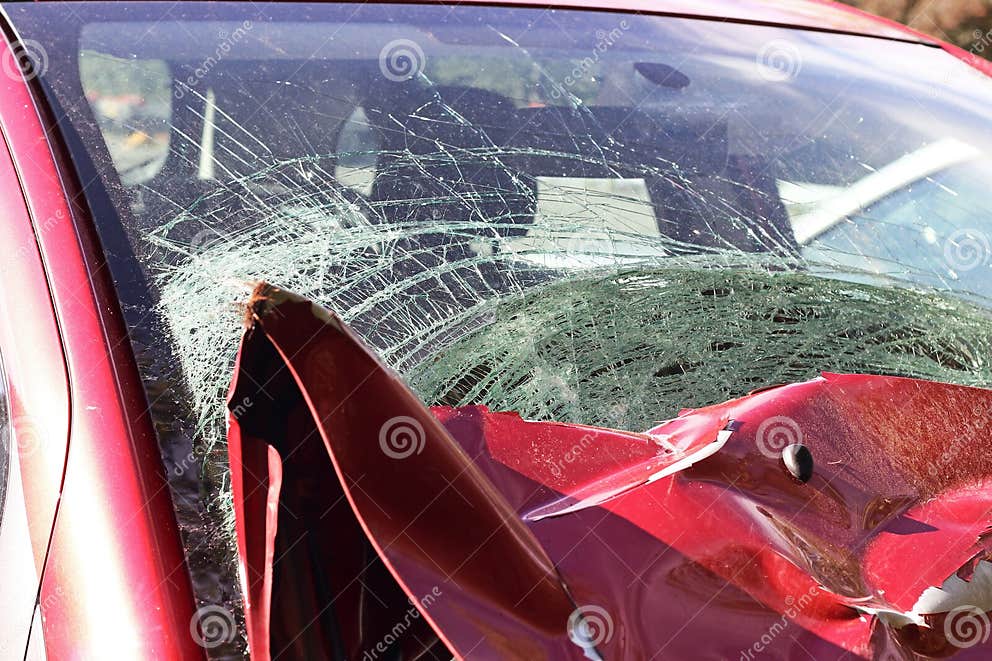 Car Damaged in a Traffic Accident with a Broken Windshield Stock Image ...