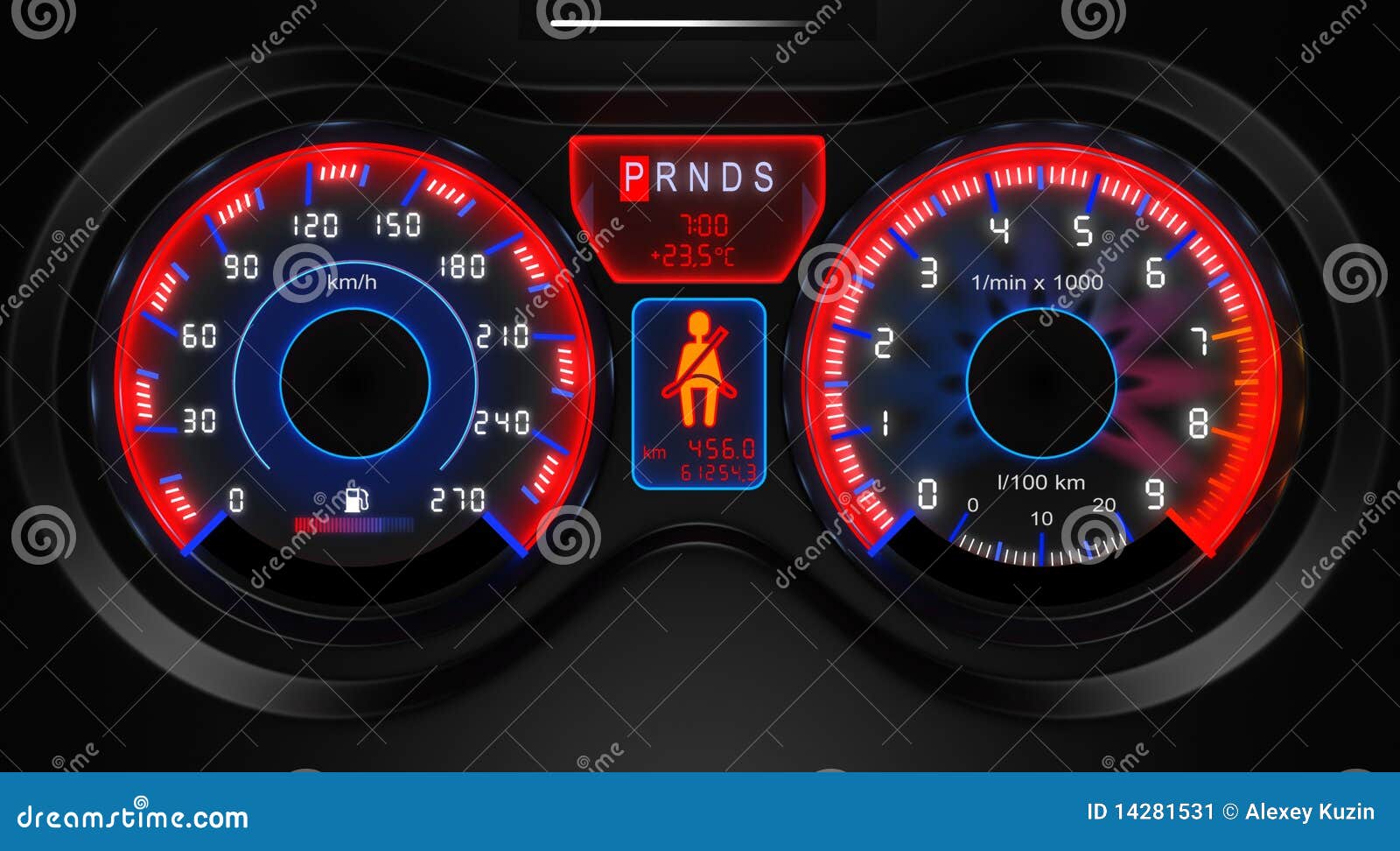Car dashboard stock illustration. Illustration of miles - 14281531