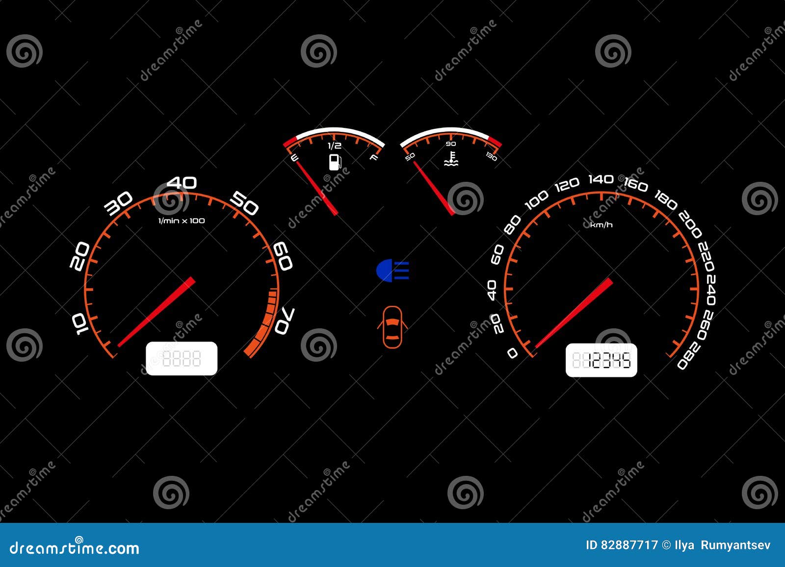 Car Dashboard, Automobile Control Illuminated Panel Stock Vector ...