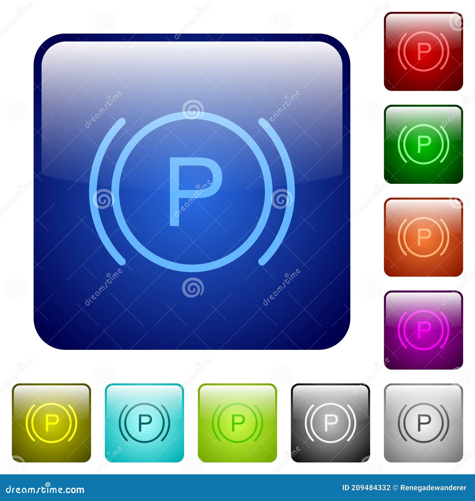Car Dashboard Brake Warning Indicator Color Square Buttons Stock Vector ...