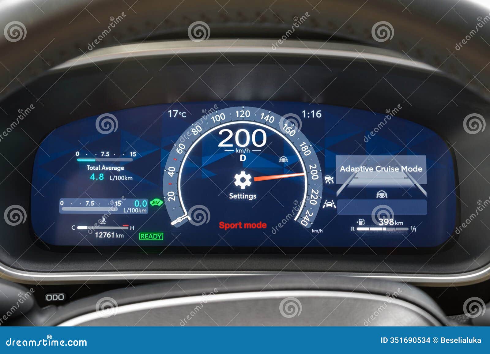 A car dashboard stock photo. Image of level, accelerate - 351690534