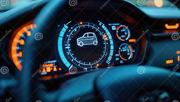 Car Dashboard Close-up Shows Digital Display with OTA Update in ...