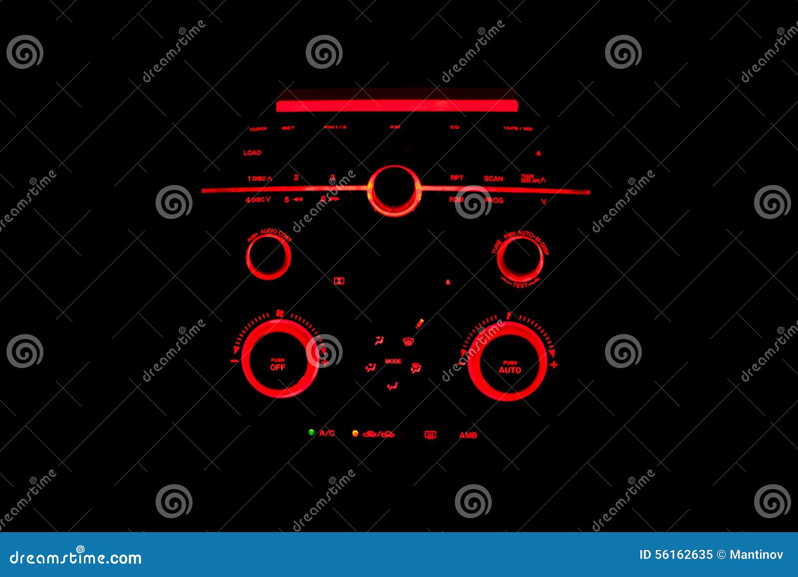 Car Dashboard Or Console Panel With Illuminated Digital Miles Screen ...