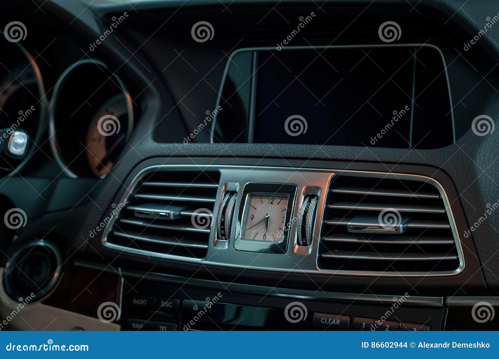Car Dashboard with Control Buttons. Stock Photo - Image of leather ...