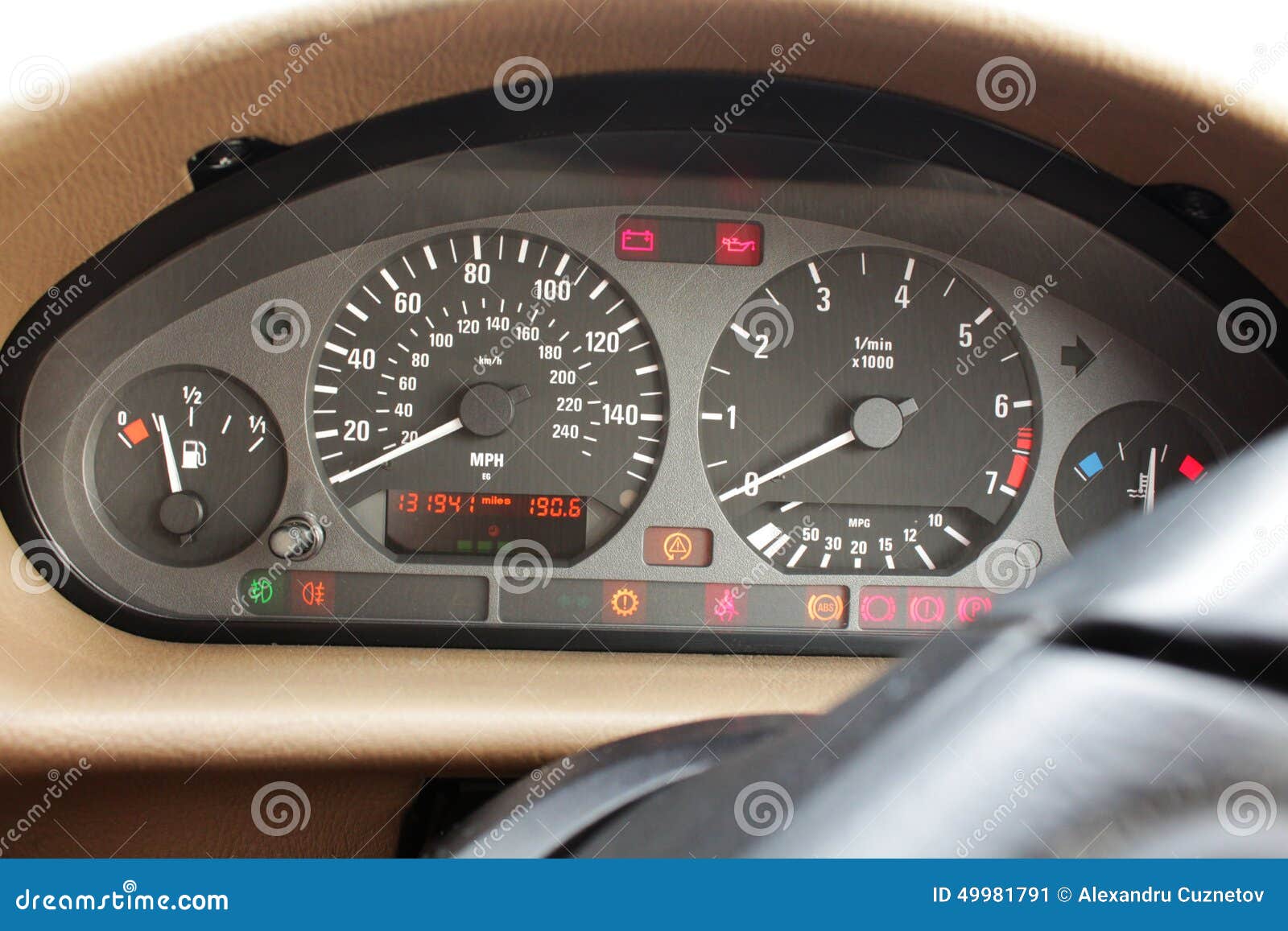 Car Dashboard and Control Lights Stock Image - Image of horizontal ...