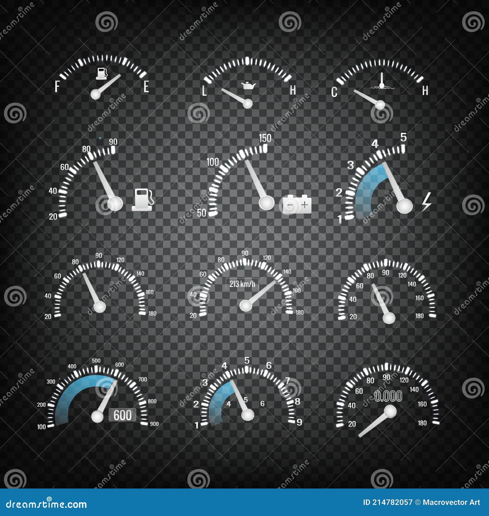 Car Dashboard Control Panel Elements Collection Stock Vector ...
