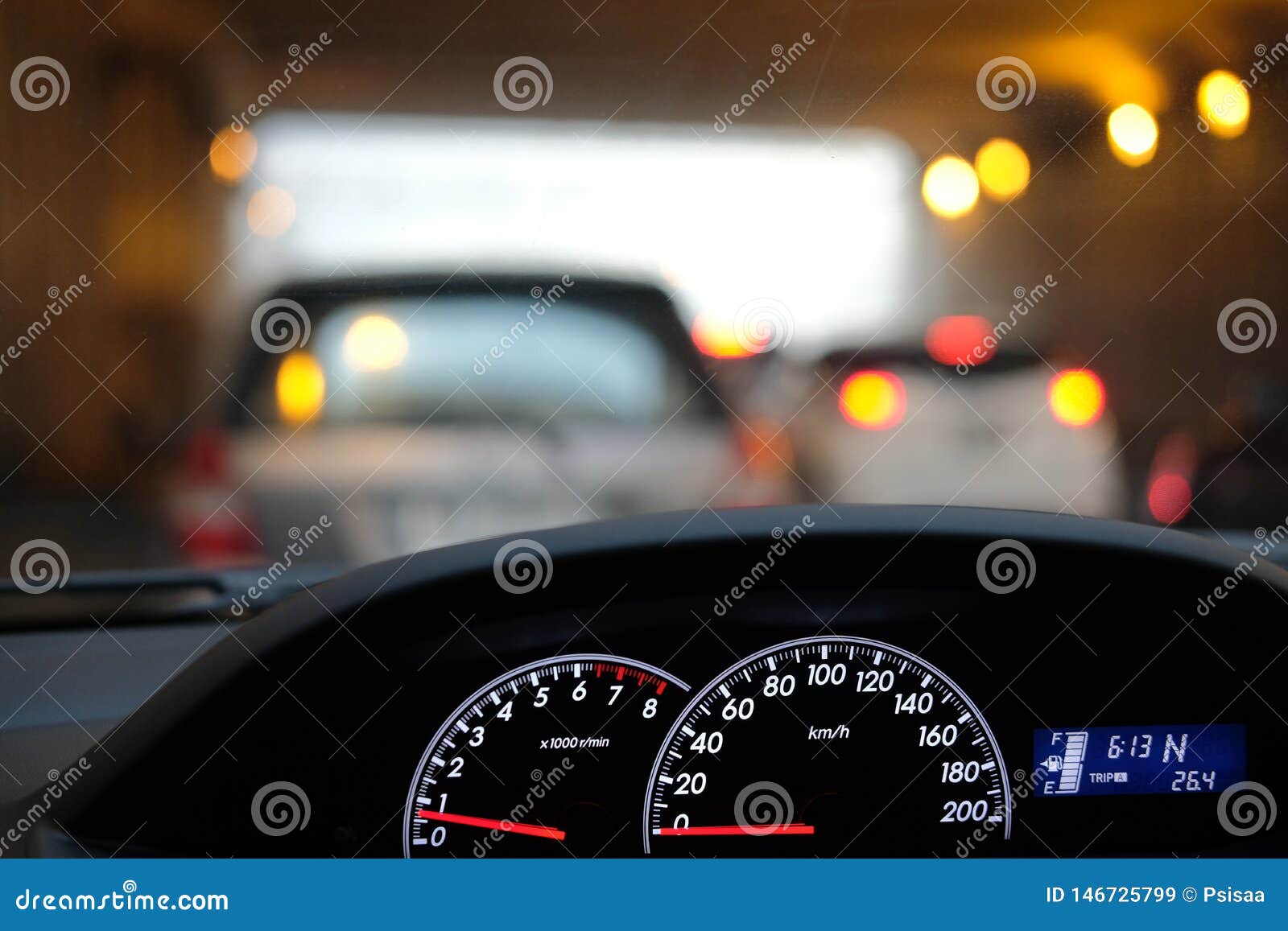 Car Dashboard Control with Traffic Light Stock Image - Image of meter ...