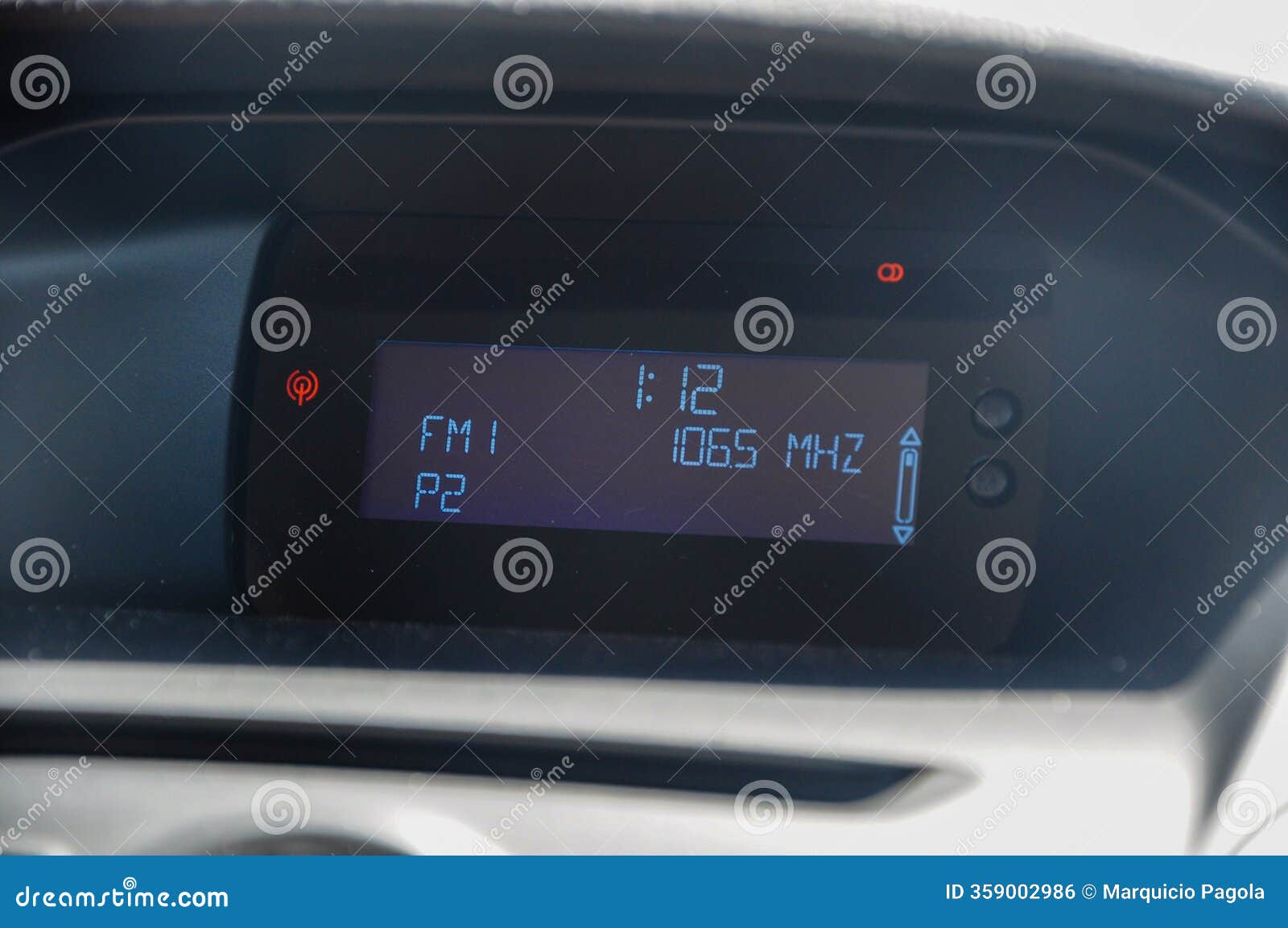 Car Dashboard with Digital Clock and Radio Display Stock Photo - Image ...