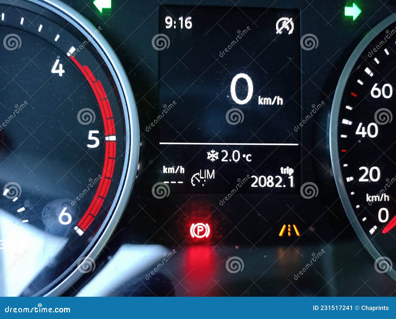Car Dashboard with Driving Lights Stock Image - Image of gasoline, fuel ...